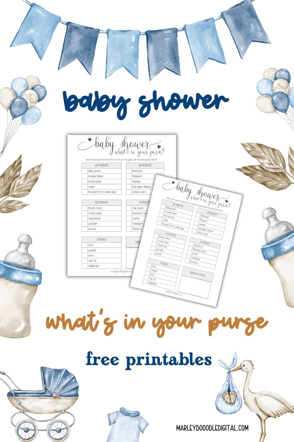 Free Printable What's in Your Purse Game for Baby Showers - Marley ...