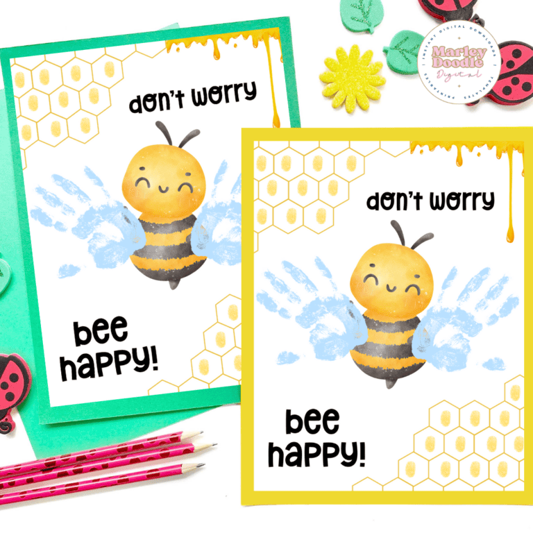 Adorable Bee Handprint and Fingerprint Art (Free Printable) - Marley ...