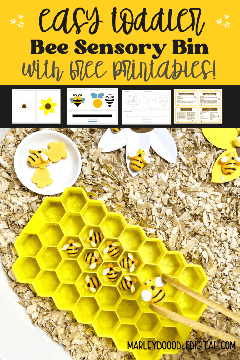 Bee Sensory Bin + Free Printables and Task Cards - Marley Doodle Digital