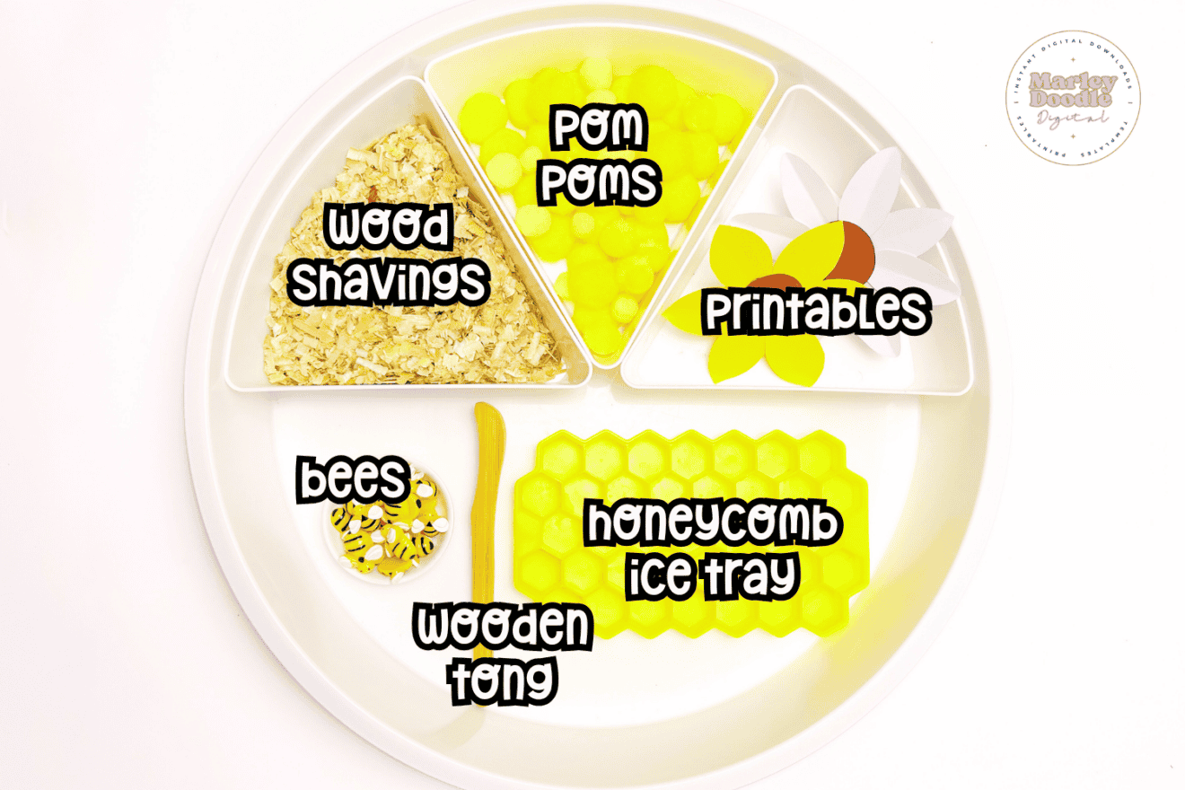 Bee Sensory Bin + Free Printables and Task Cards - Marley Doodle Digital