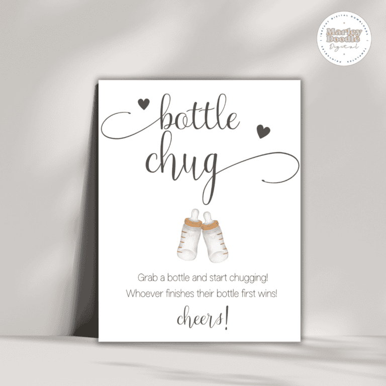 Hilarious Bottle Chugging Baby Shower Game (Free Printables) - Marley ...