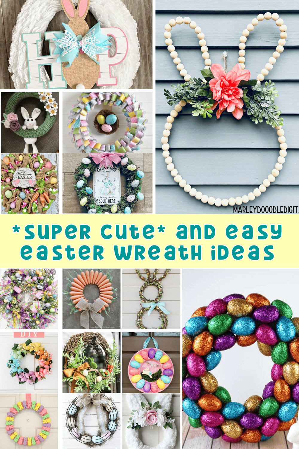 21 Easy & Festive DIY Easter Wreaths - Marley Doodle Digital