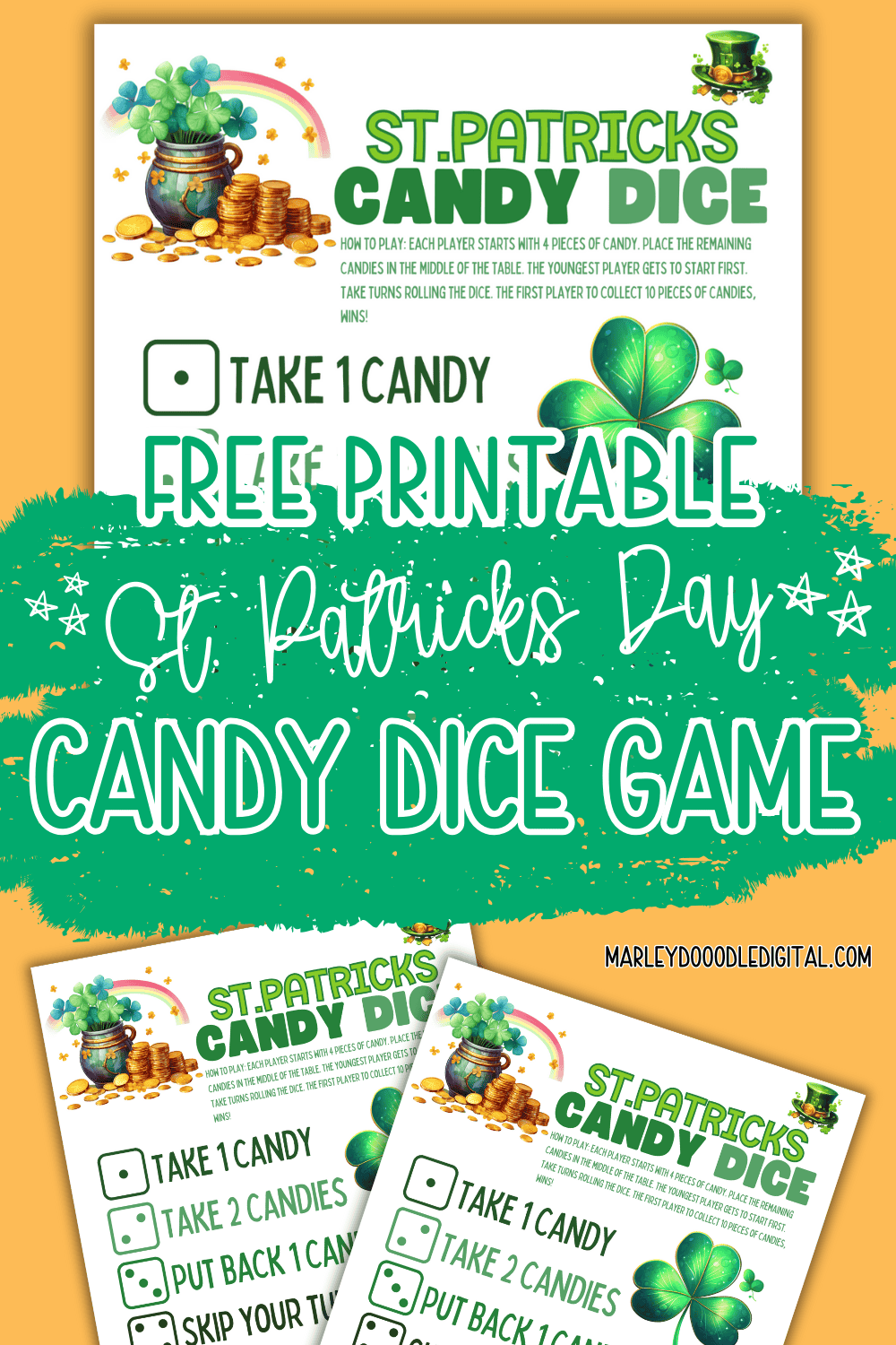 St. Patrick's Day Candy Dice Game (Free Printable) - Marley Doodle Digital