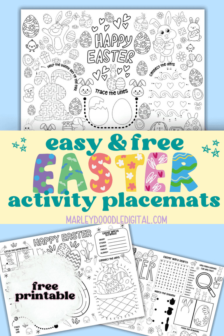 4 Cute and Free Easter Activity Placemats for Kids - Marley Doodle Digital