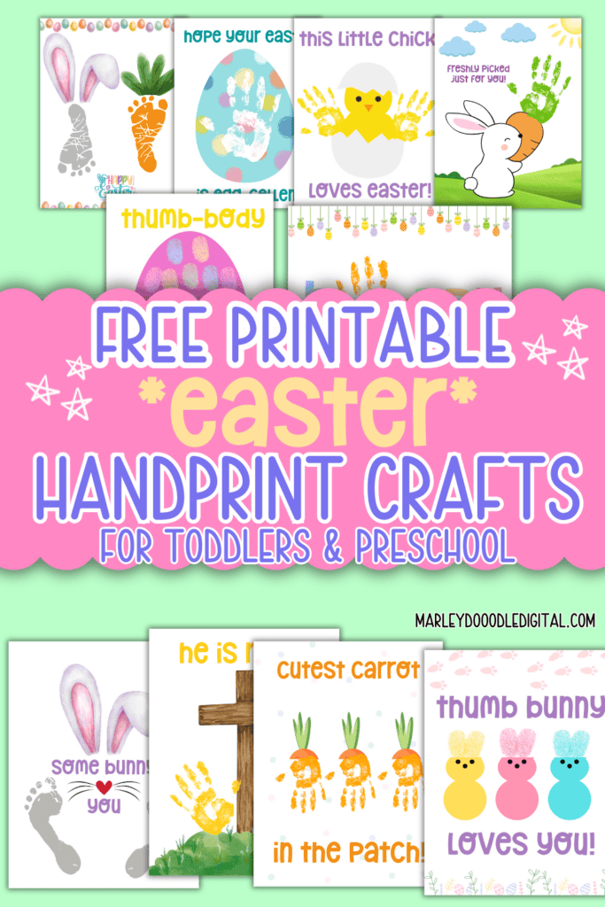 10 Festive Easter Handprint Art Printables (Free) - Marley Doodle Digital