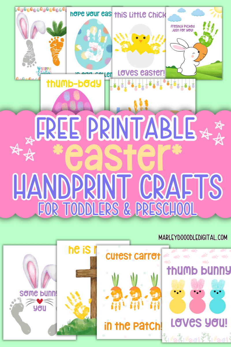 10 Festive Easter Handprint Art Printables (Free) - Marley Doodle Digital