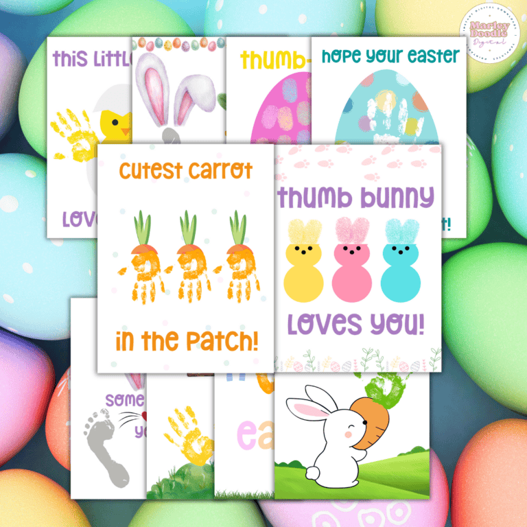 10 Festive Easter Handprint Art Printables (Free) - Marley Doodle Digital