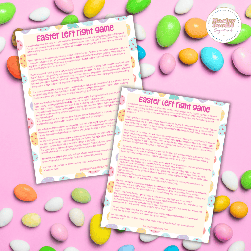 Funny Easter Right Left Story Game - Marley Doodle Digital
