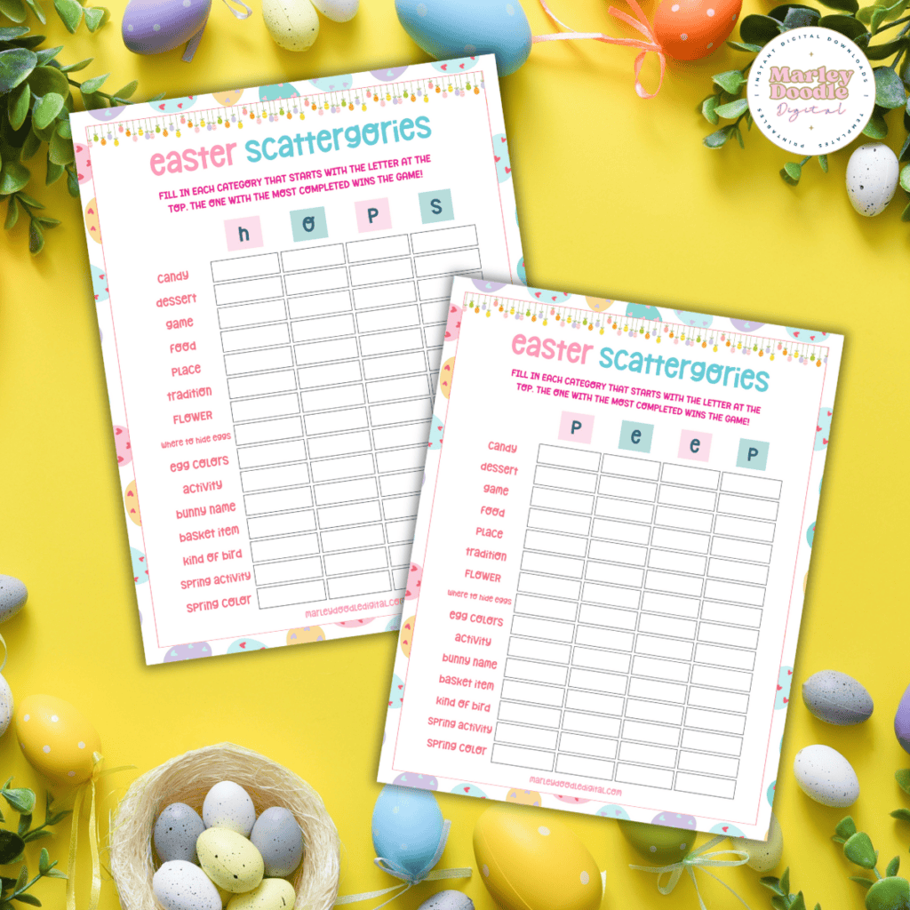 4 Fun & Free Easter Scattergories Games - Marley Doodle Digital