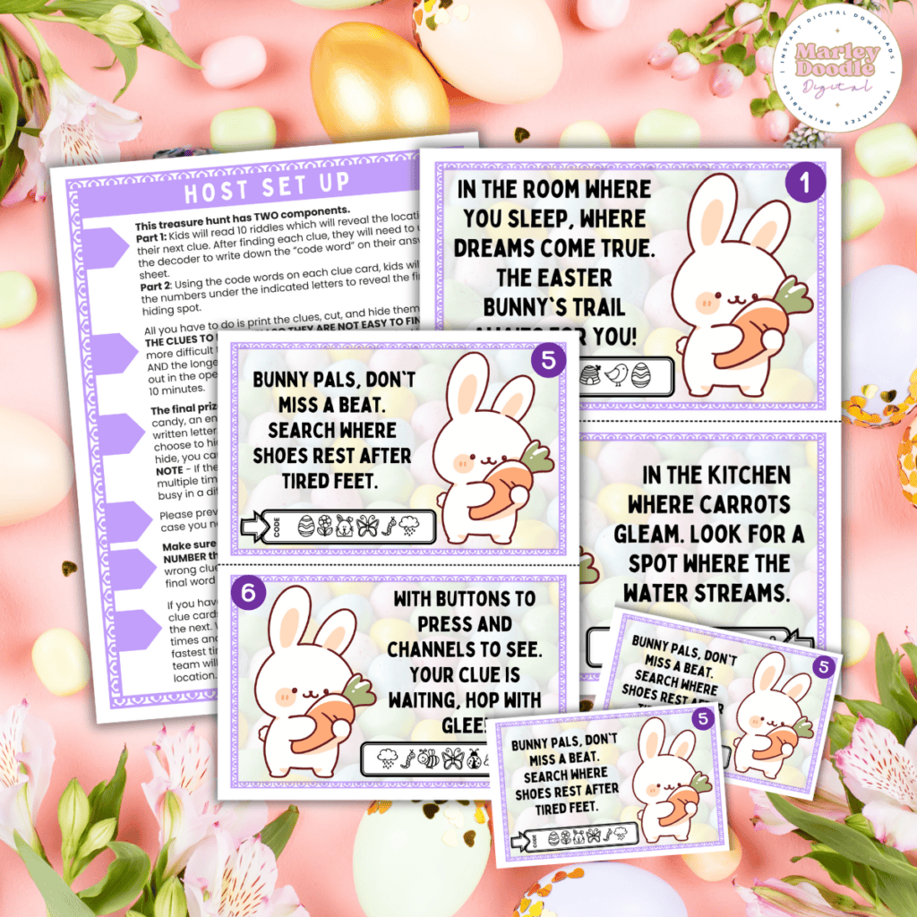 Fun Easter Scavenger Hunt Clues (With Secret Codes!) - Marley Doodle ...