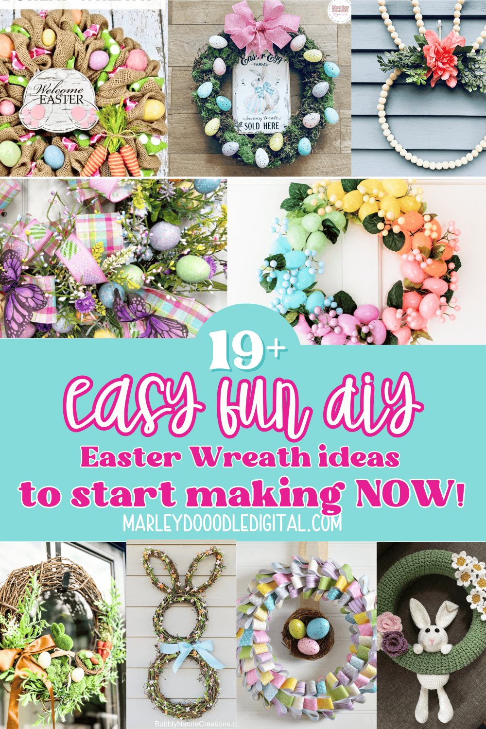 21 Easy & Festive DIY Easter Wreaths - Marley Doodle Digital