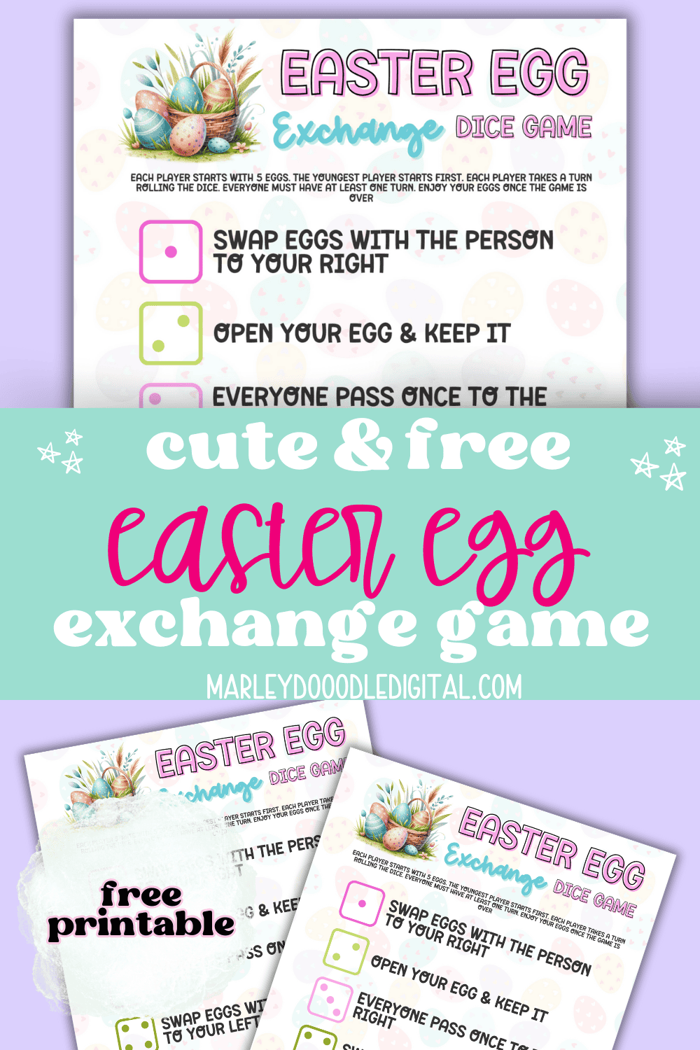 Easter Egg Exchange Dice Game (Free Printable) - Marley Doodle Digital