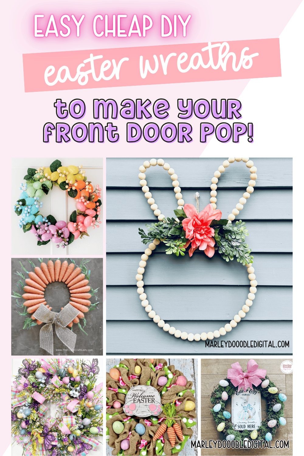 21 Easy & Festive DIY Easter Wreaths - Marley Doodle Digital