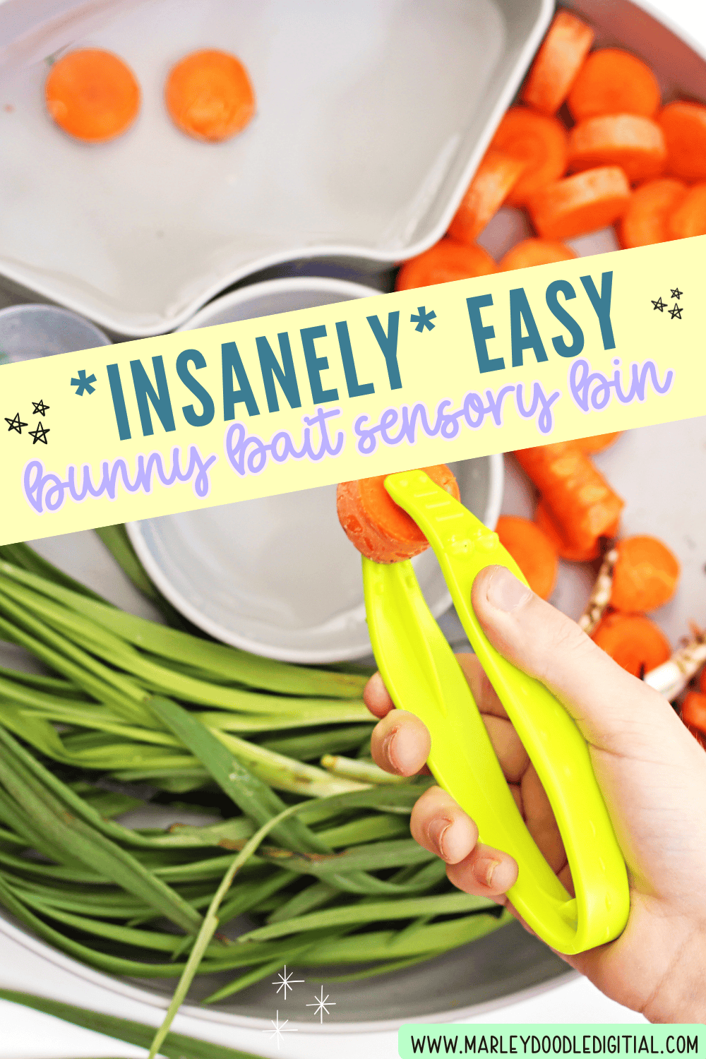 Natural Bunny Bait Sensory Bin (Easy Spring Idea!) - Marley Doodle Digital