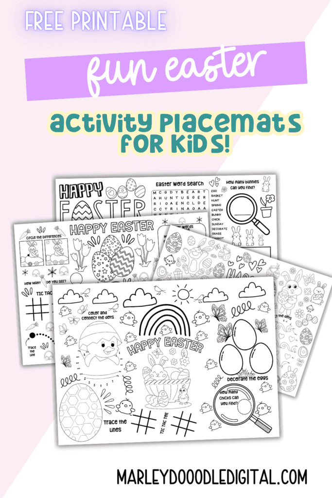 4 Cute and Free Easter Activity Placemats for Kids - Marley Doodle Digital