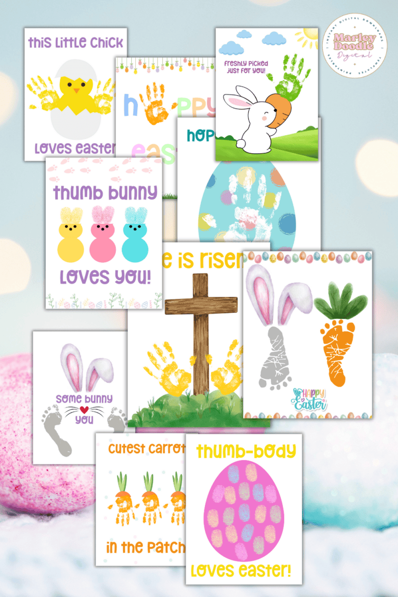 10 Festive Easter Handprint Art Printables (Free) - Marley Doodle Digital