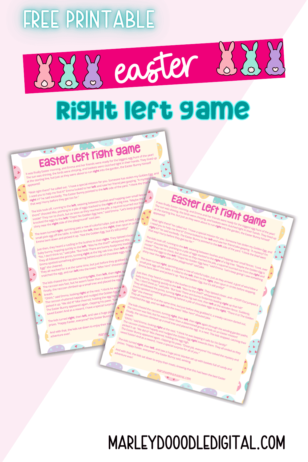 Funny Easter Right Left Story Game - Marley Doodle Digital