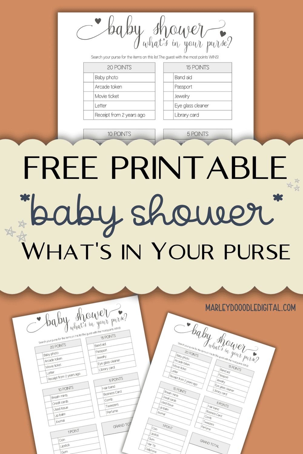 Free Printable What's in Your Purse Game for Baby Showers - Marley ...