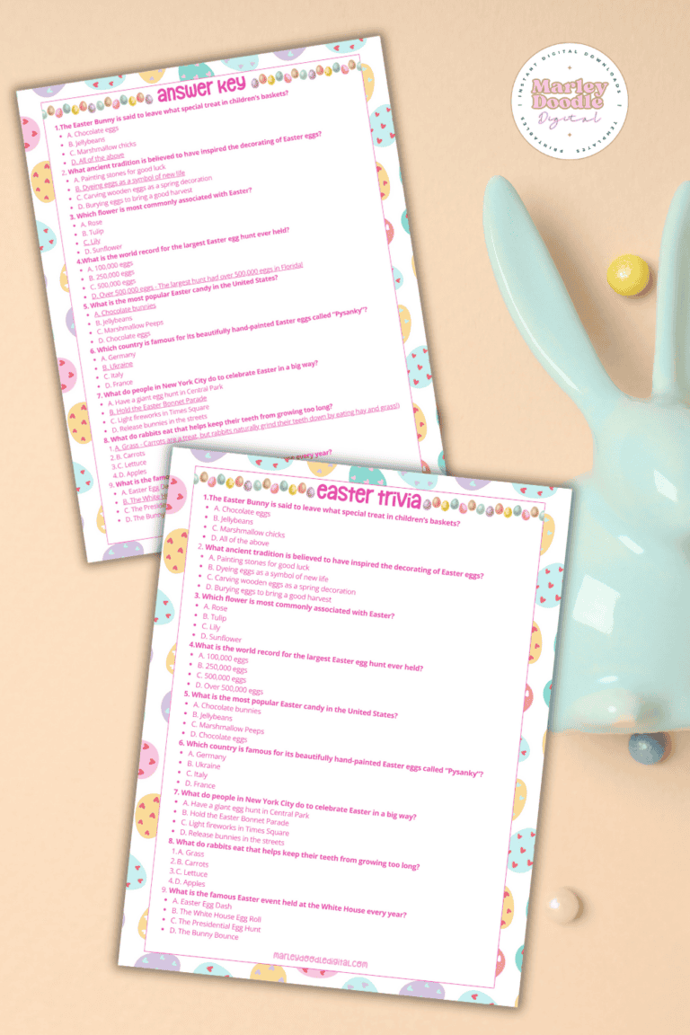 Free Printable Easter Trivia Questions (and answers!) - Marley Doodle ...