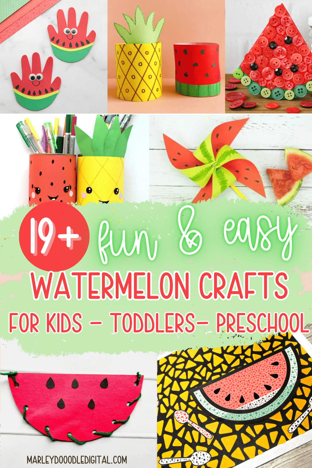 19+ Fun and Easy Watermelon Crafts for Kids - Marley Doodle Digital
