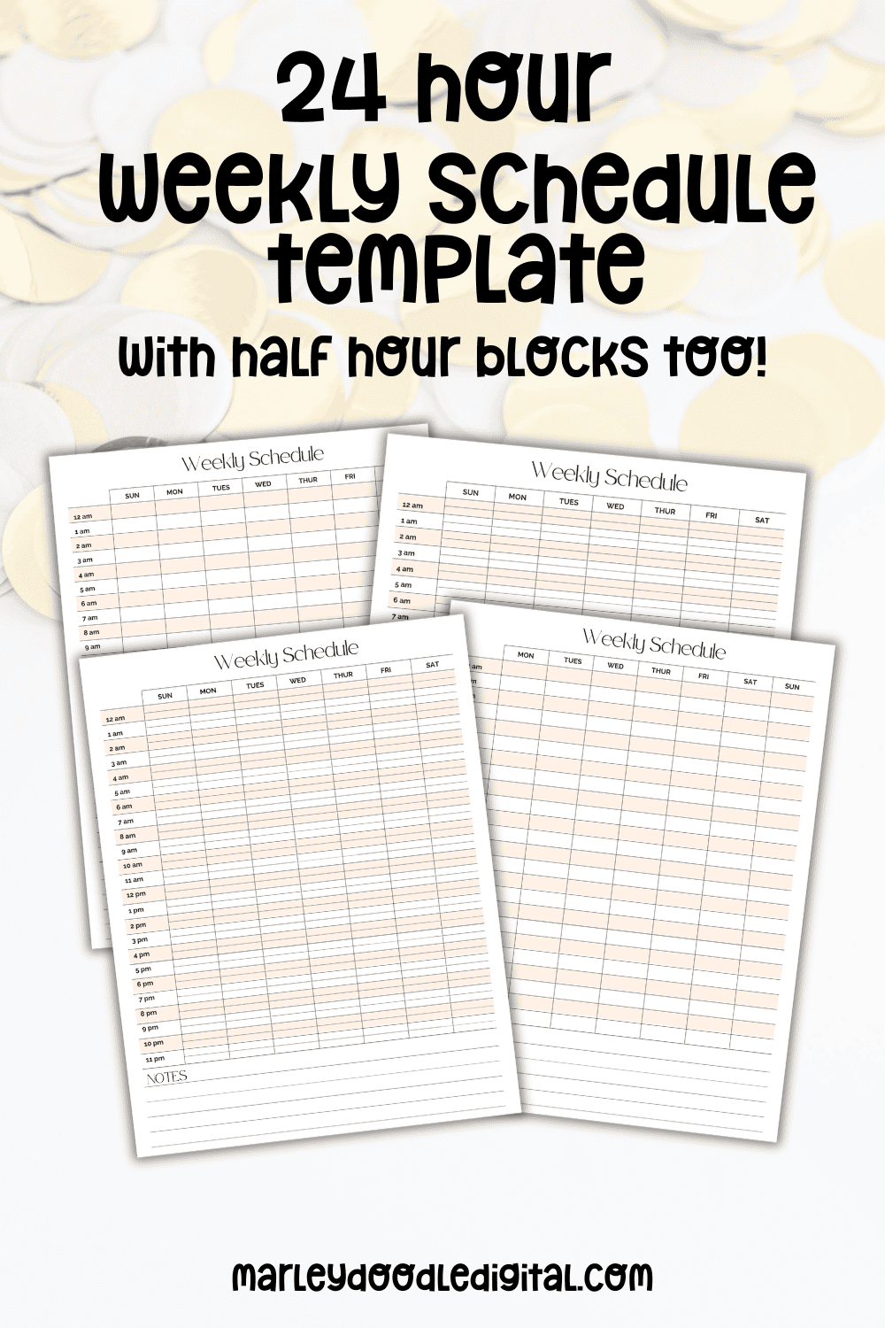 Free Printable 24 Hour Schedule Template - Marley Doodle Digital