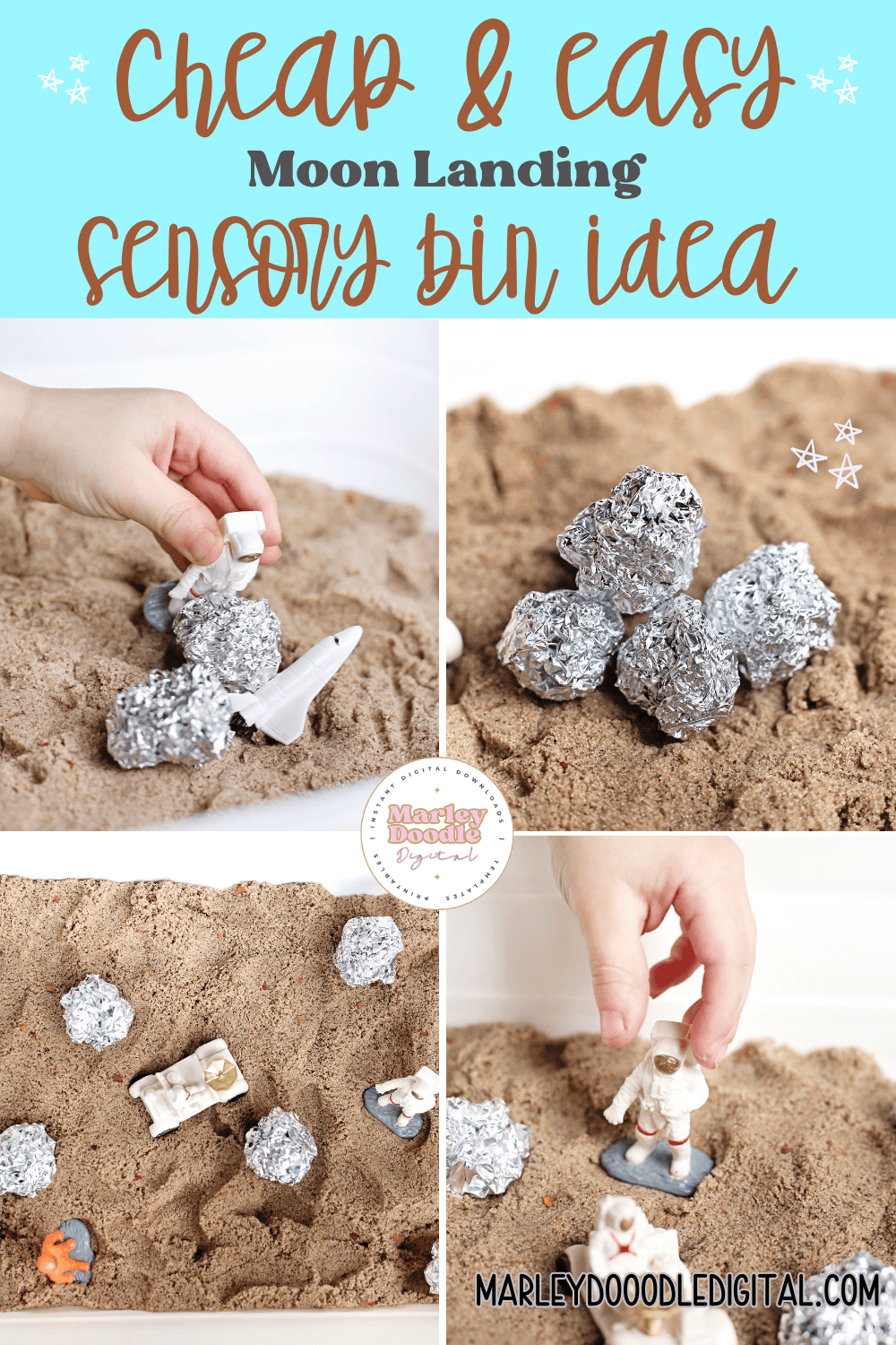 Moon Landing Sensory Bin (Easy Outer Space Activity) - Marley Doodle ...