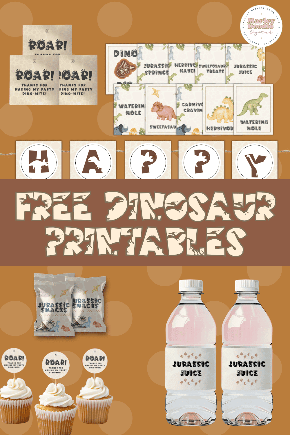 Free Dinosaur Birthday Party Printables - Marley Doodle Digital