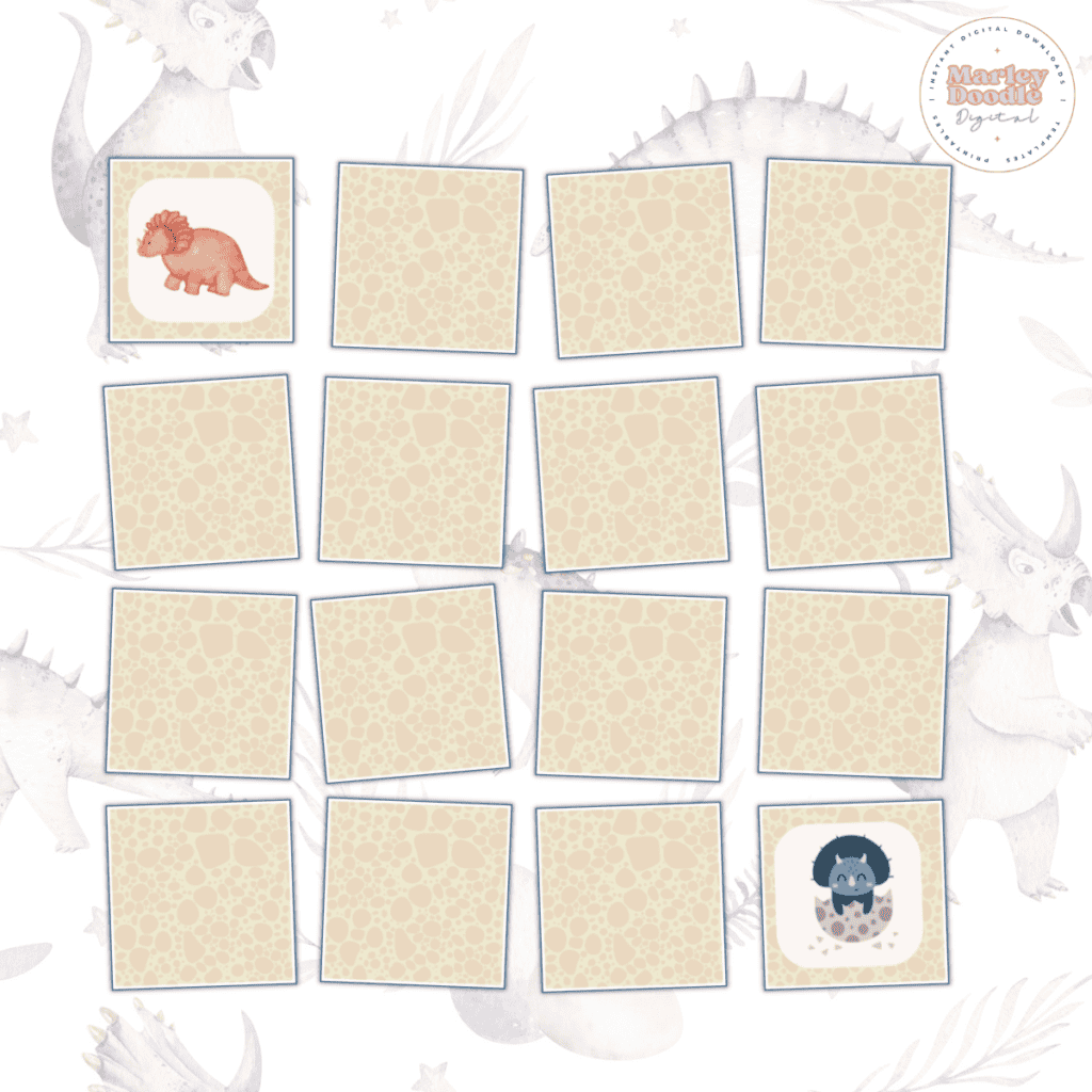 Free Printable Dinosaur Memory Matching Game - Marley Doodle Digital