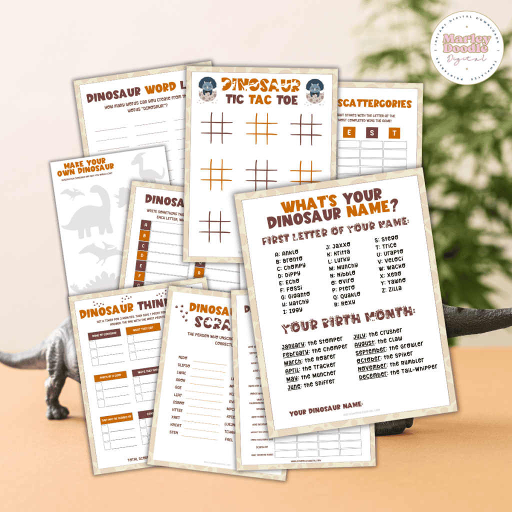 Dinosaur Party Game Bundle (12 Free Printables!) - Marley Doodle Digital