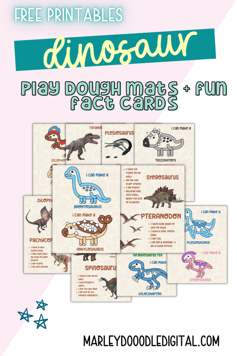 Dinosaur Play Dough Mats & Info Cards for Kids (Free Printables ...