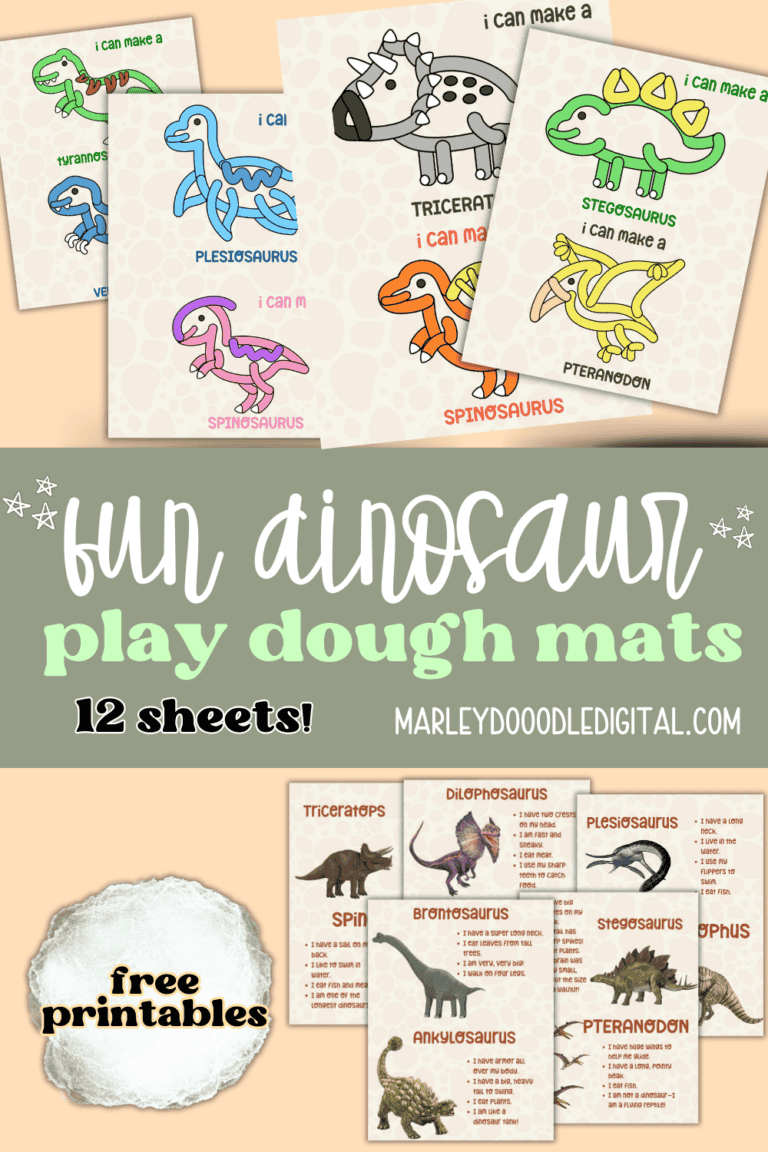 Dinosaur Play Dough Mats & Info Cards for Kids (Free Printables ...