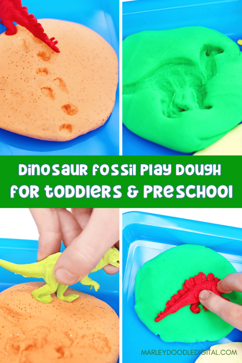 Dinosaur Fossil Play Dough Sensory Activity - Marley Doodle Digital