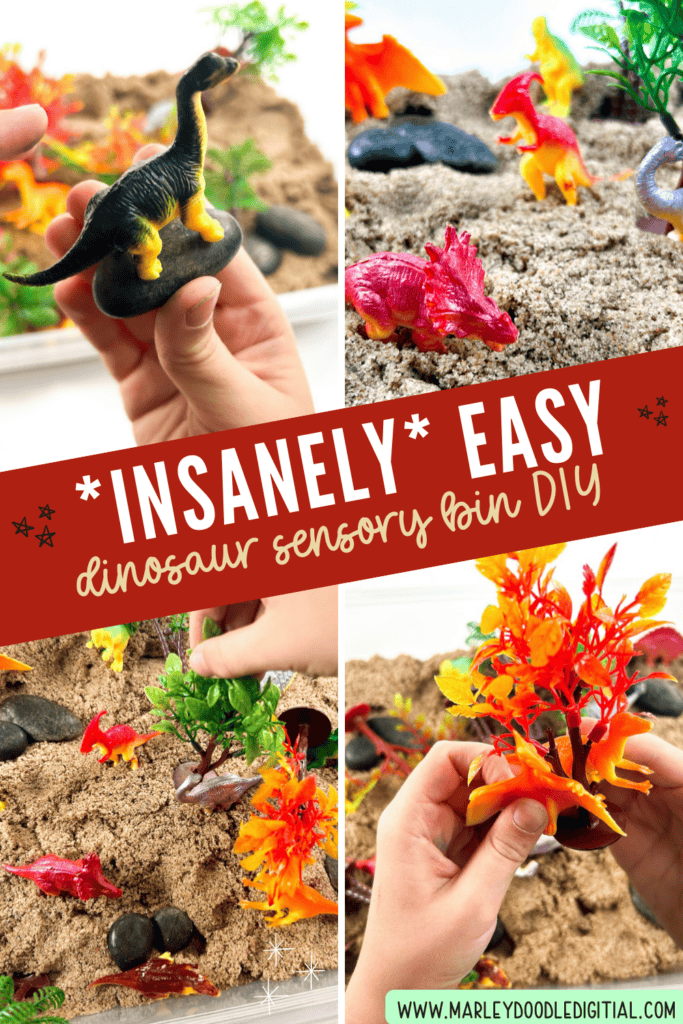 Easy Dinosaur Sensory Bin - Marley Doodle Digital