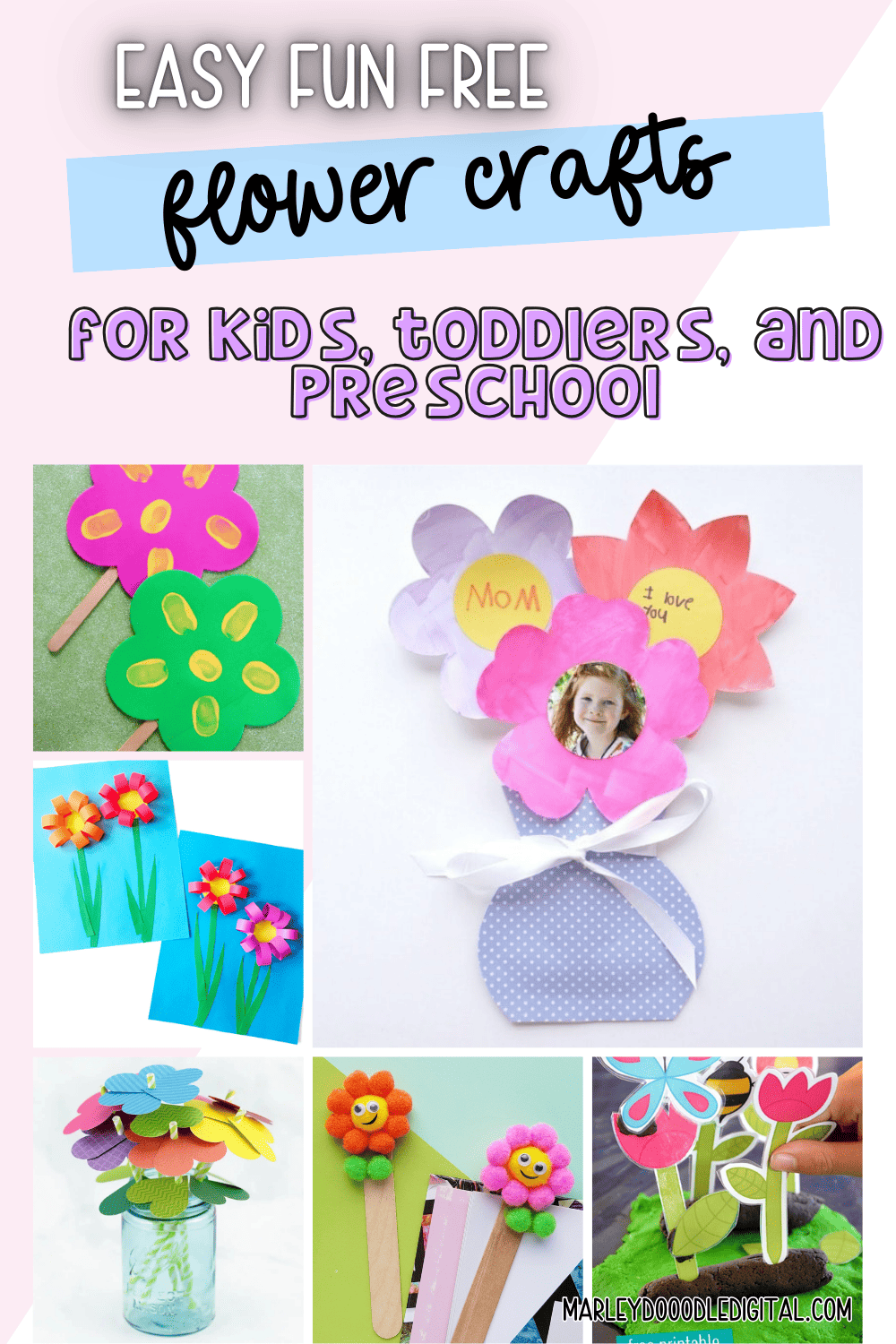 19+ *Easy* DIY Flower Crafts for Kids - Marley Doodle Digital