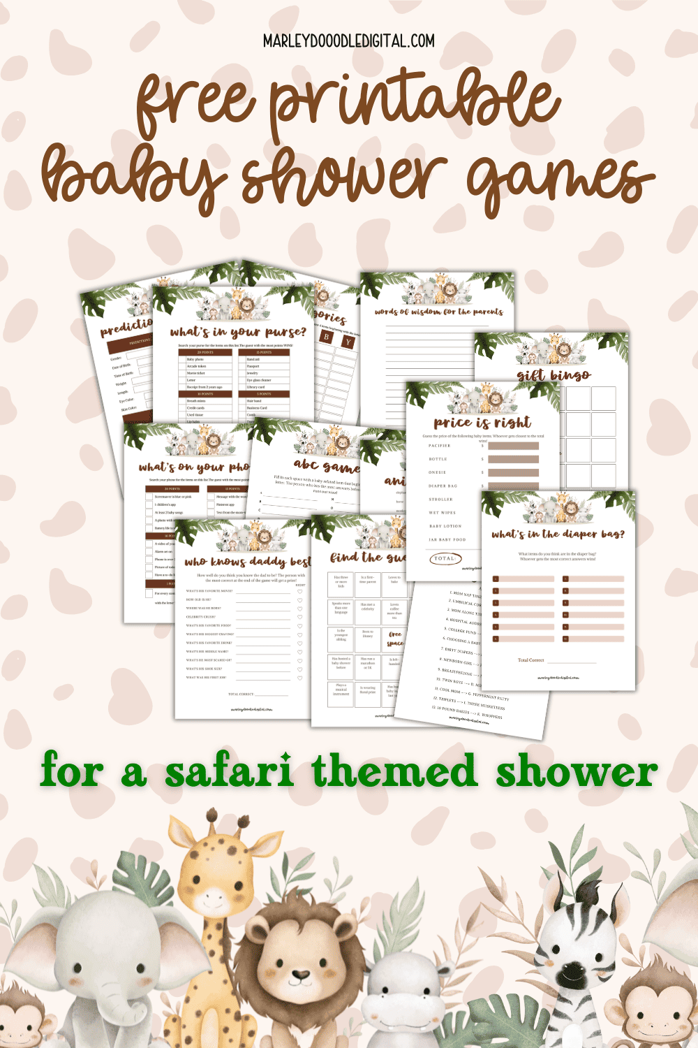 18+ Free Printable Safari Baby Shower Games - Marley Doodle Digital