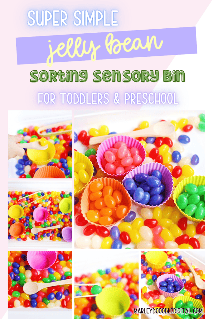 Fun and Colorful Jelly Bean Sorting Sensory Bin - Marley Doodle Digital