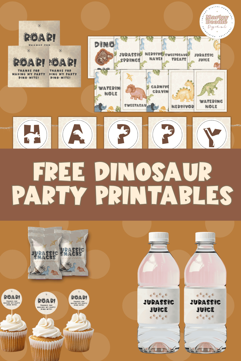 Free Dinosaur Birthday Party Printables - Marley Doodle Digital