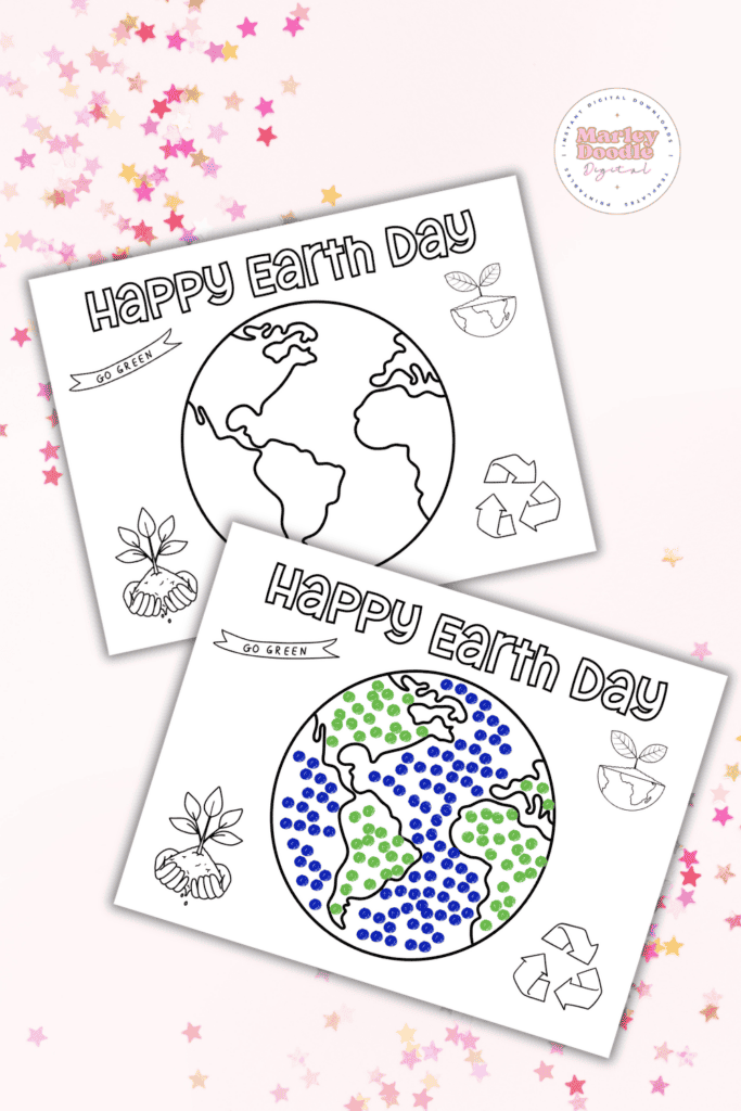 Earth Day Q-Tip Painting Activity - Marley Doodle Digital