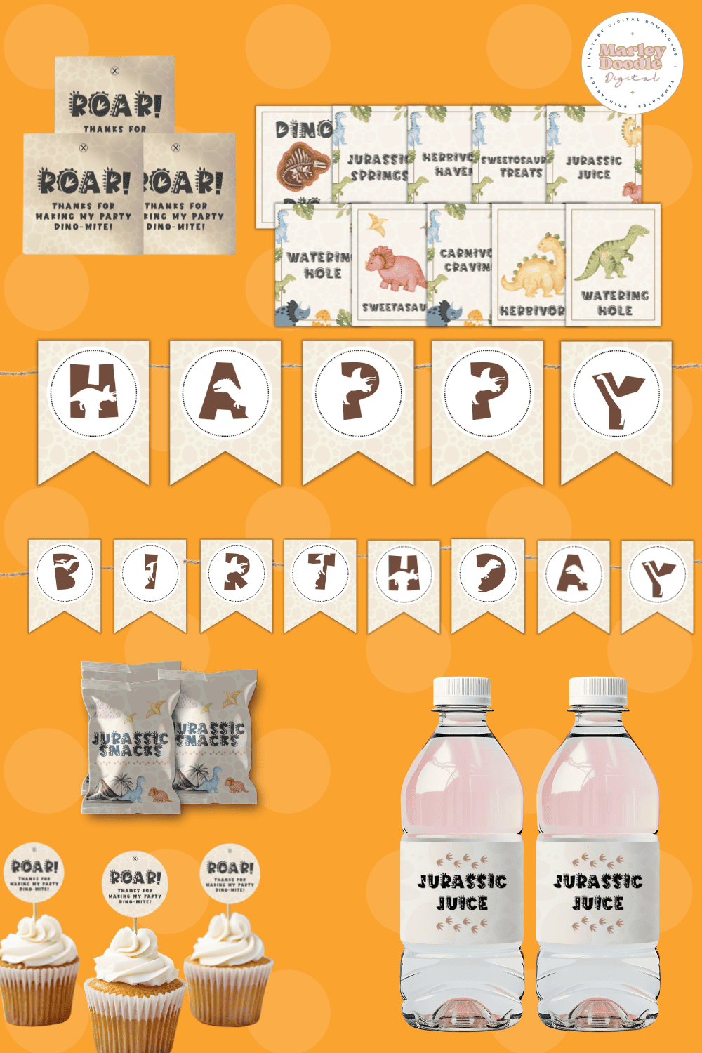 Free Dinosaur Birthday Party Printables - Marley Doodle Digital