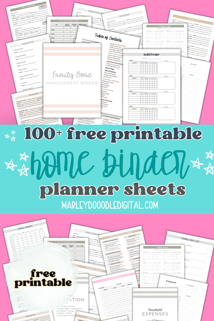 Free Printable Home Management Binder (Over 100 pages!) - Marley Doodle ...