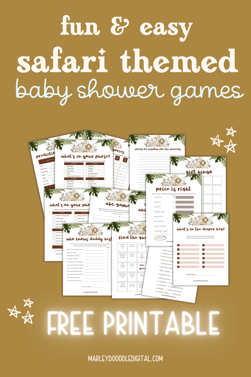 18+ Free Printable Safari Baby Shower Games - Marley Doodle Digital