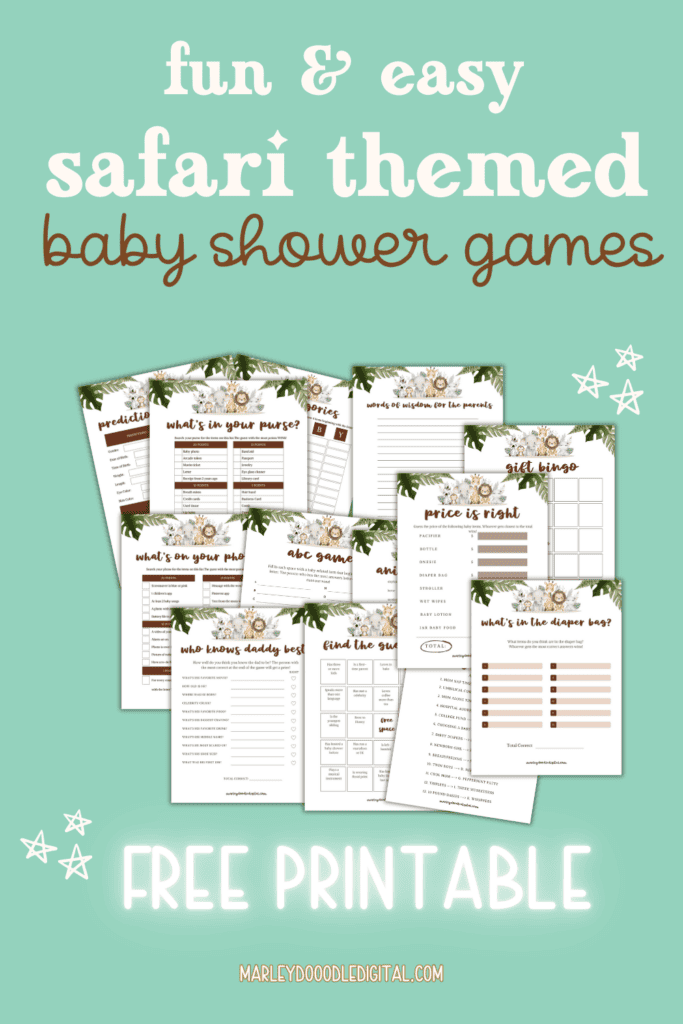 18+ Free Printable Safari Baby Shower Games - Marley Doodle Digital