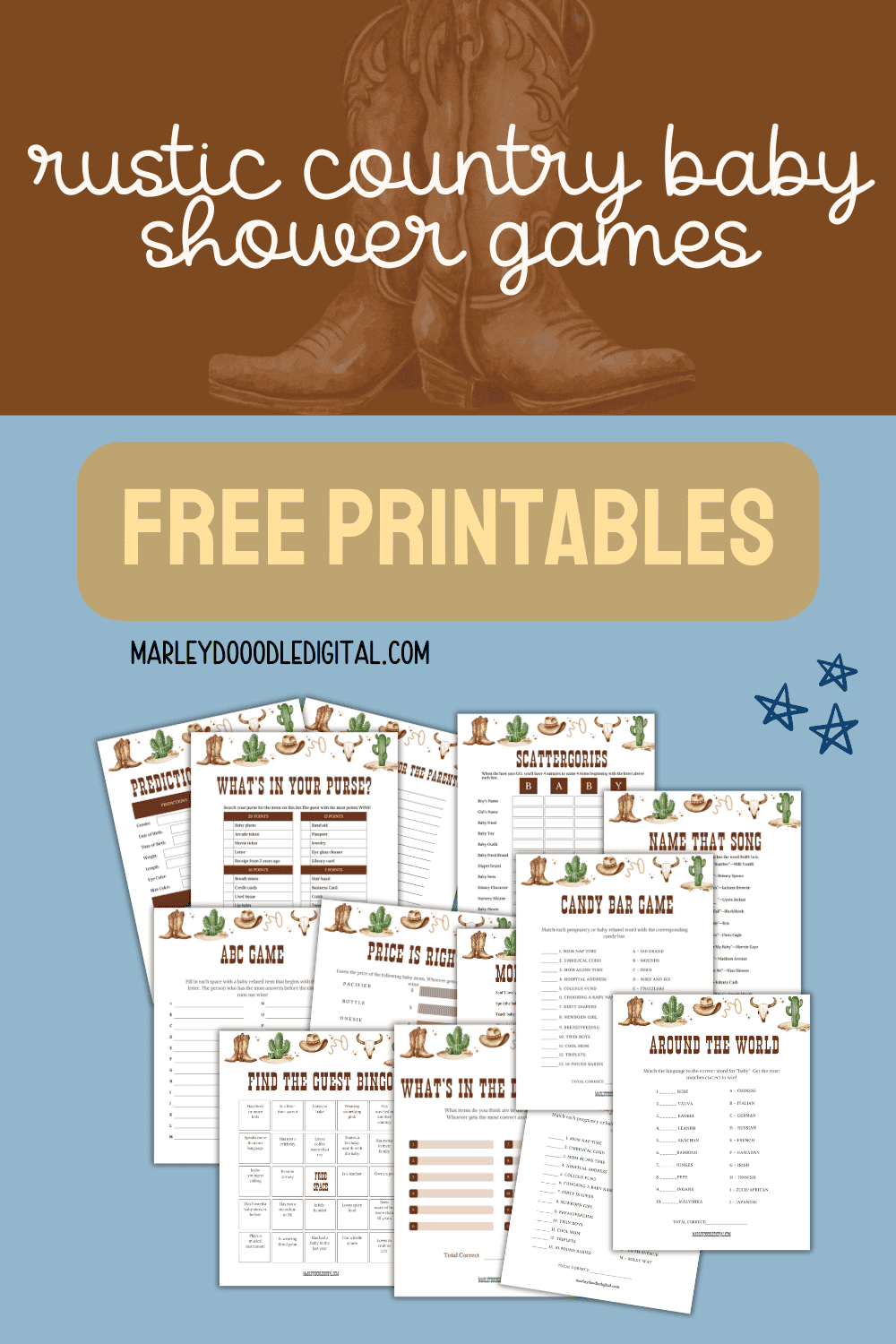 17+ Free Printable Country Baby Shower Games - Marley Doodle Digital