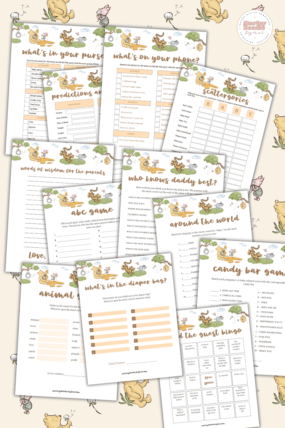 20 Winnie the Pooh Baby Shower Games (Free Printables) - Marley Doodle ...