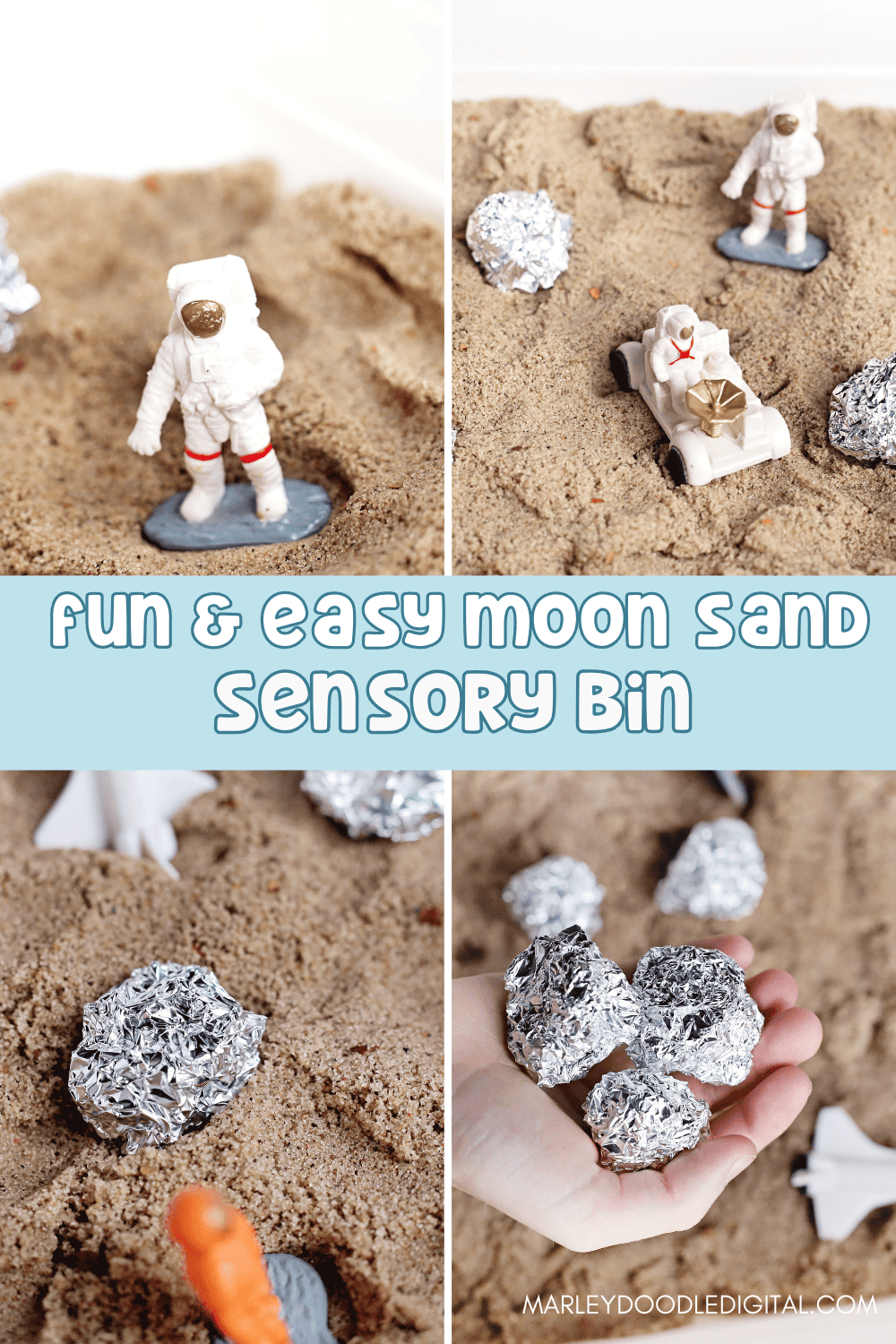 Moon Landing Sensory Bin (Easy Outer Space Activity) - Marley Doodle ...