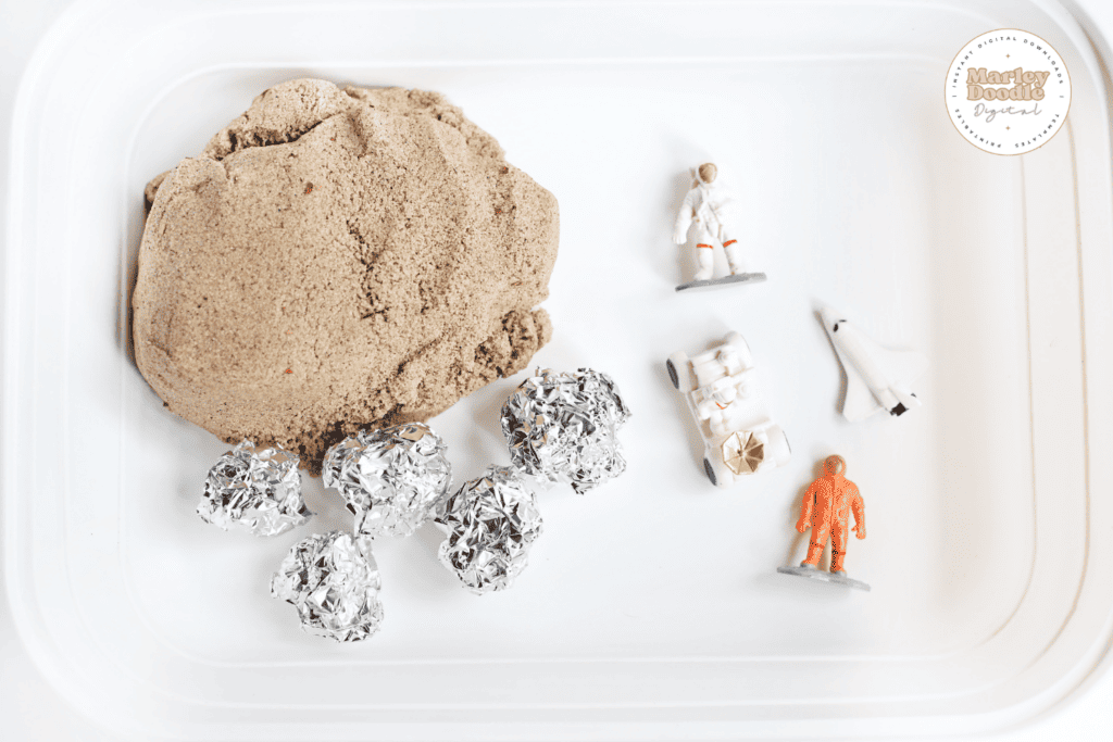 Moon Landing Sensory Bin (Easy Outer Space Activity) - Marley Doodle ...