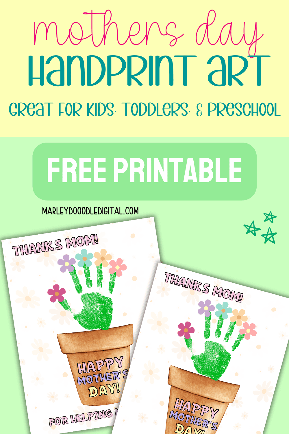 Cute Mother's Day Handprint Art - Marley Doodle Digital
