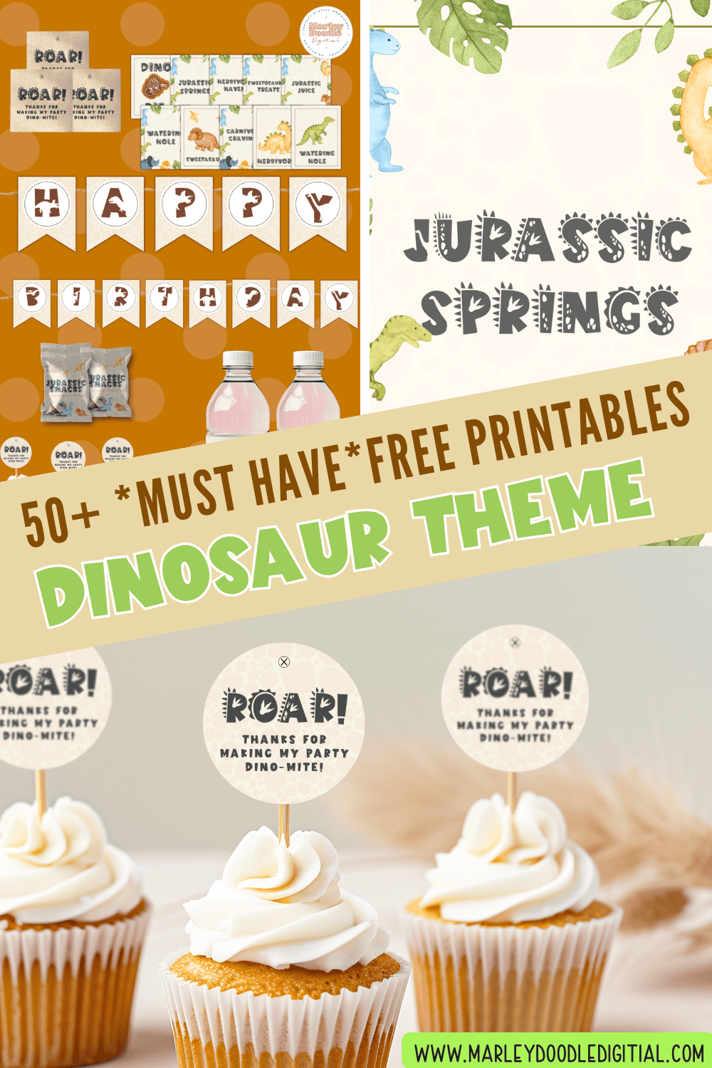 Free Dinosaur Birthday Party Printables - Marley Doodle Digital