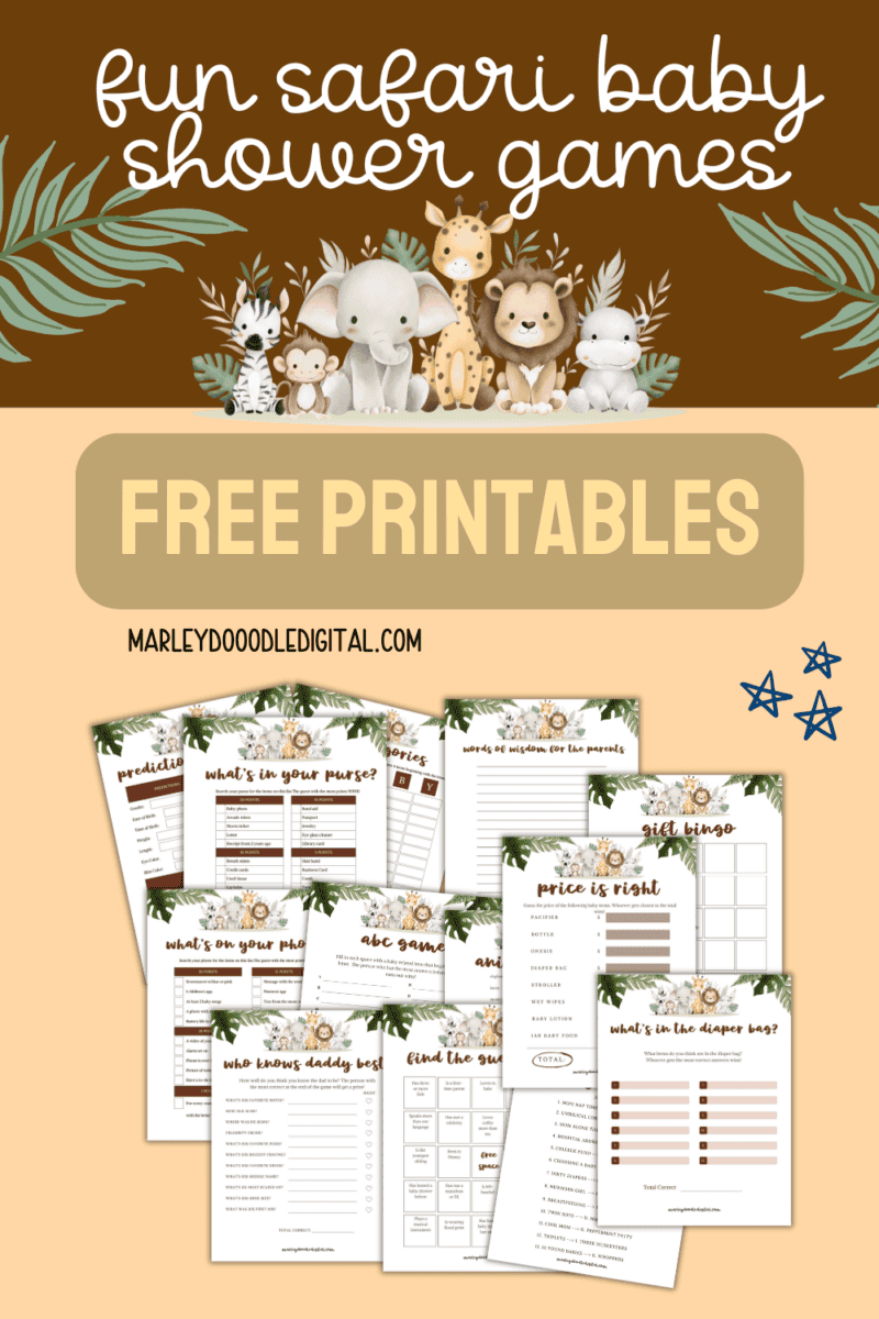 18+ Free Printable Safari Baby Shower Games - Marley Doodle Digital