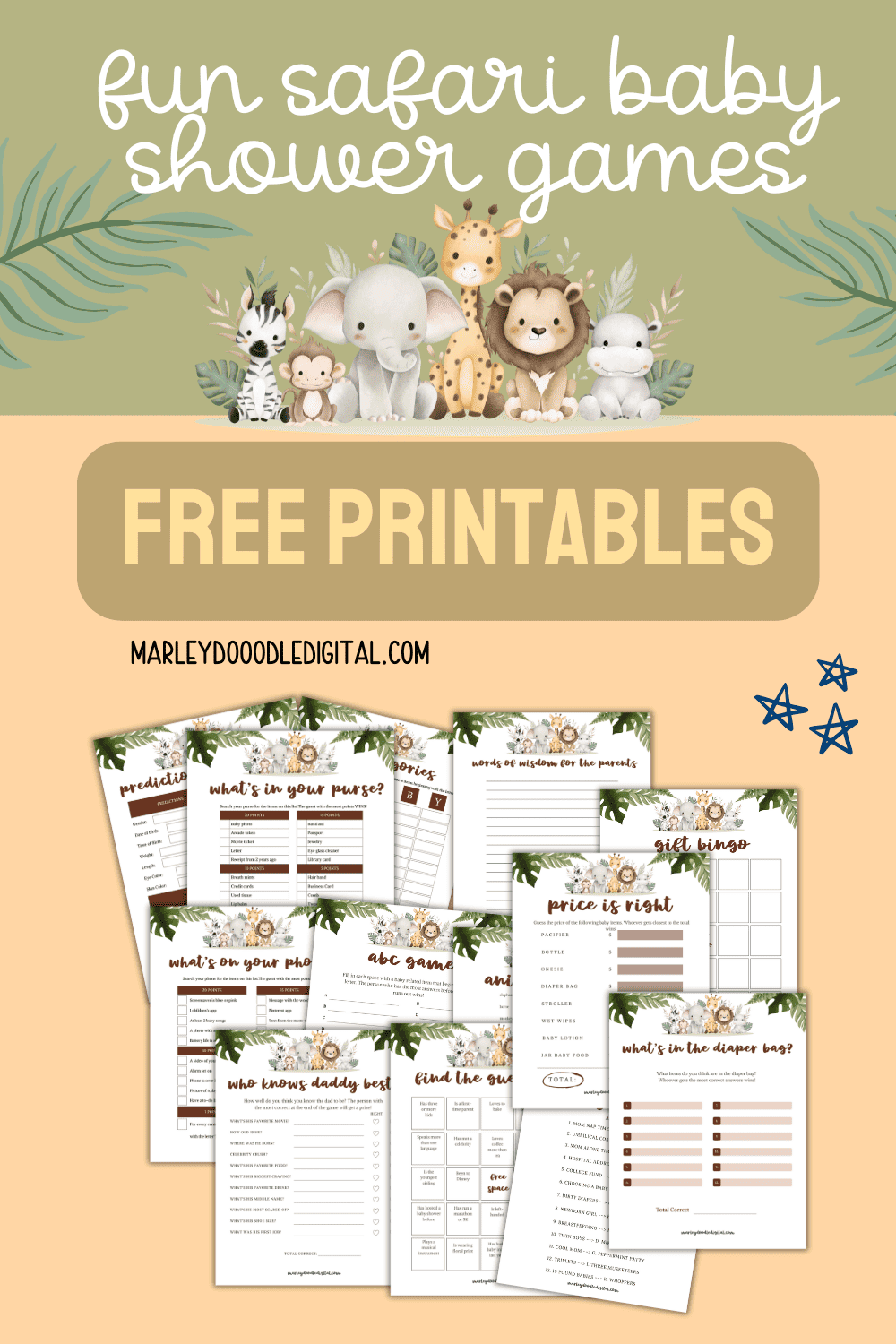 18+ Free Printable Safari Baby Shower Games - Marley Doodle Digital